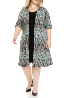 Perceptions Plus Size Chevron Long Jacket Dress | belk