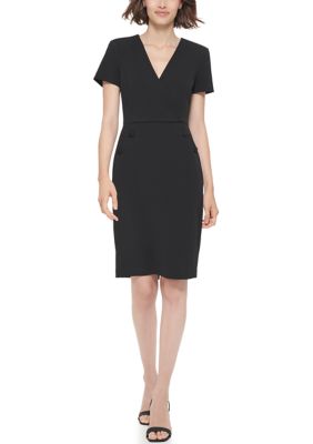 Calvin Klein Women s Short Sleeve Solid V Neck Dress belk