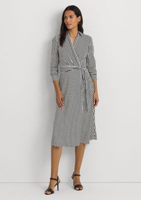 Lauren Ralph Lauren Striped Surplice Crepe Midi Dress | belk