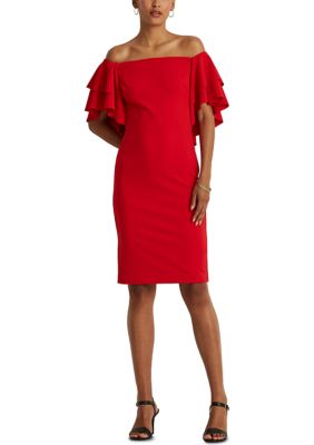 Lauren Ralph Lauren Crepe Off-the-Shoulder Cocktail Dress | belk