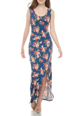 Pink Rose Sleeveless Floral Maxi Dress | belk