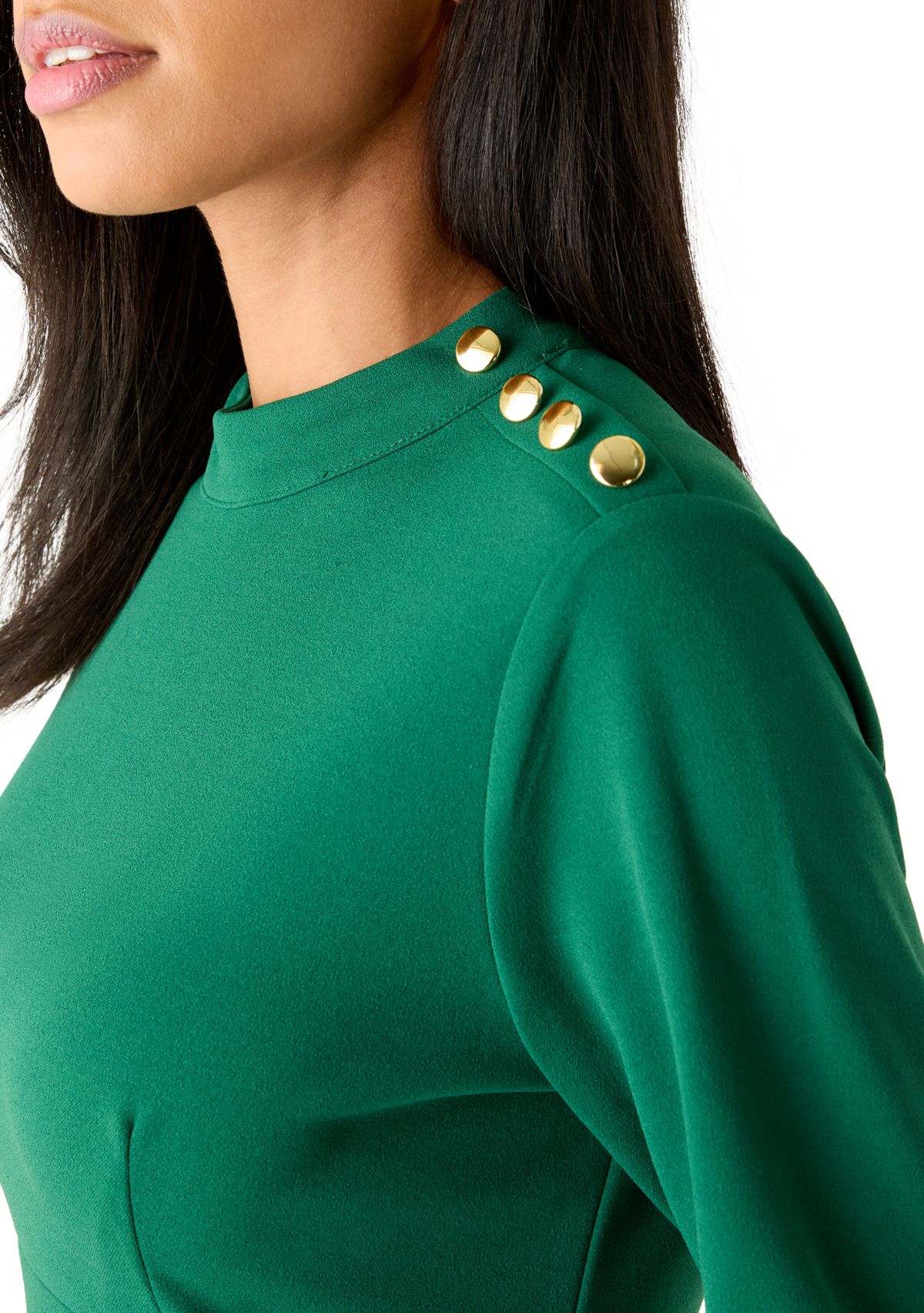 Emma & Michelle Women's 3/4 Sleeve Mock Neck A-Line Mini Dress | Belk