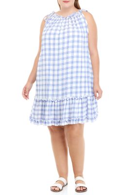 Robbie Bee Plus Size Sleeveless Halter Neck Checkered Dress | belk