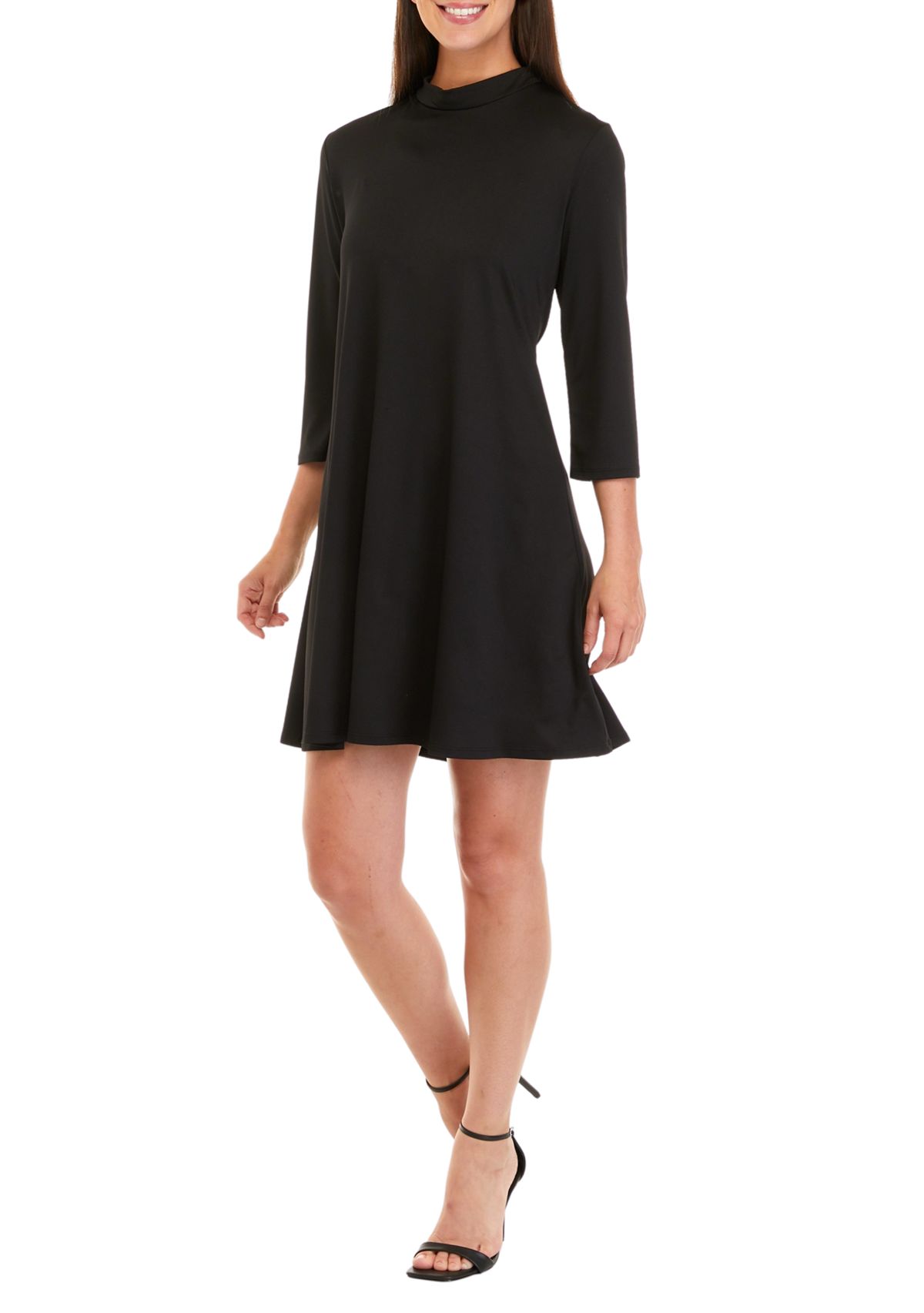 Robbie Bee Women's Long Sleeve Mock Neck Crepe A-Line Dress | Belk