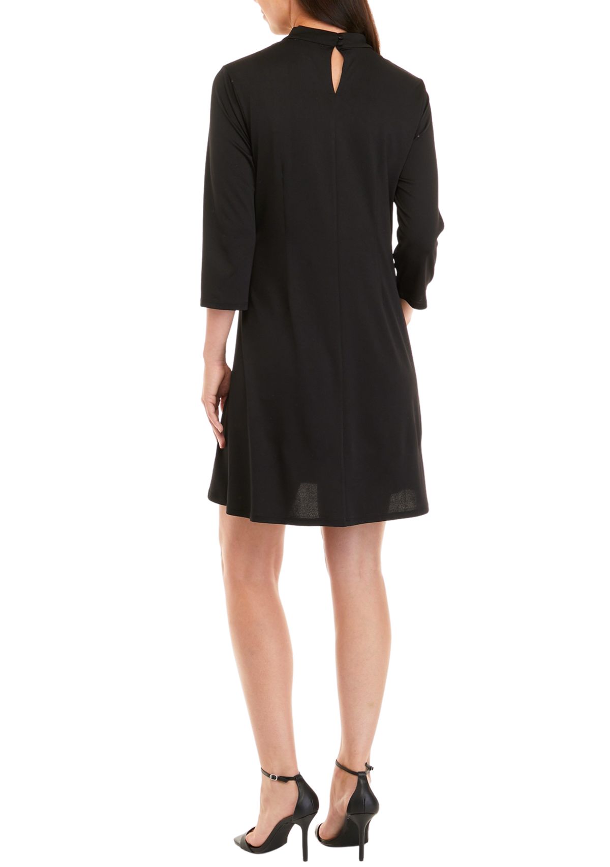 Robbie Bee Women's Long Sleeve Mock Neck Crepe A-Line Dress | Belk