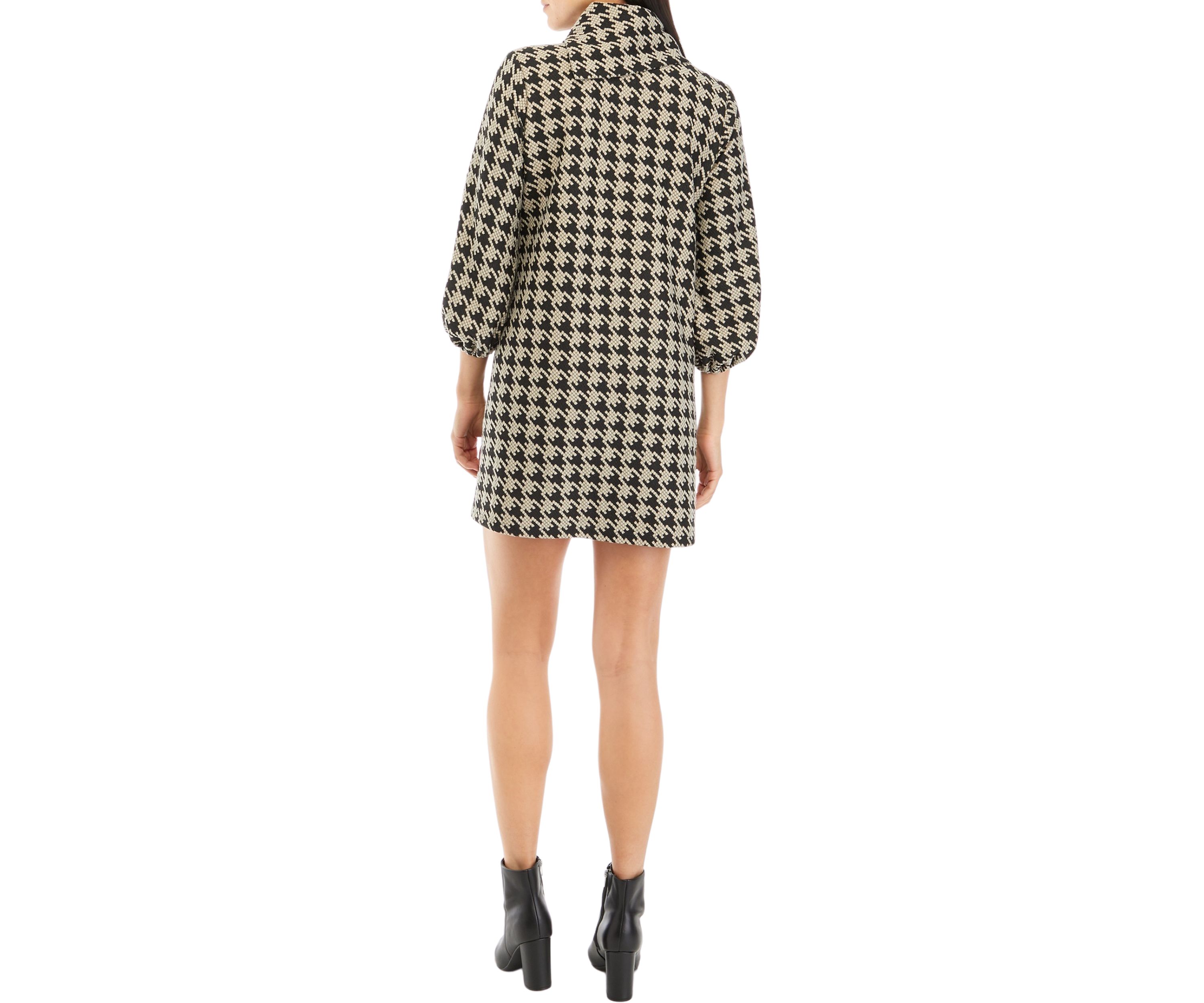 Robbie Bee Women's 3/4 Sleeve Envelope Neck Houndstooth A-Line Cozy ...