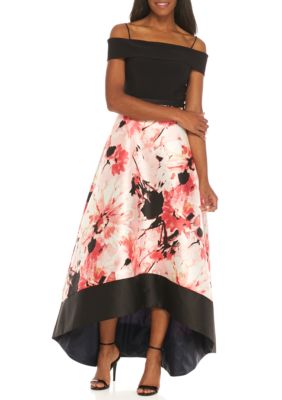 Nightway Long Floral Off the Shoulder Gown | belk