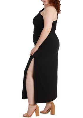 Nightway Long Long Sleeve One Shoulder Ity W Side Ruching Detail | belk