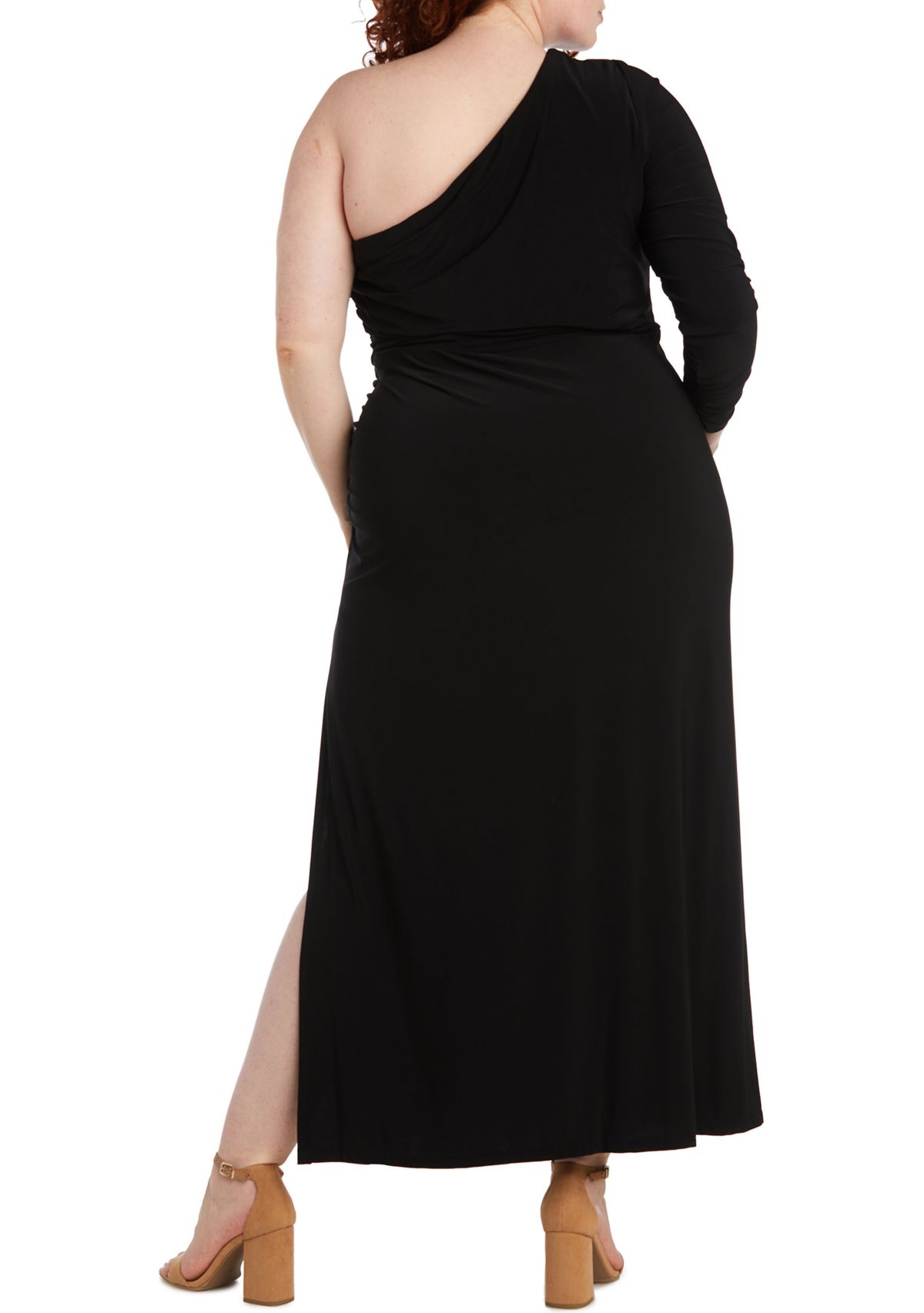 Nightway Long Long Sleeve One Shoulder Ity W Side Ruching Detail | Belk