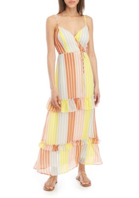 June & Hudson Sleeveless Stripe Chiffon Maxi Dress | belk