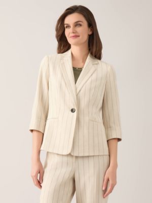 Kasper Pinstripe One Button Roll Sleeve Jacket | belk