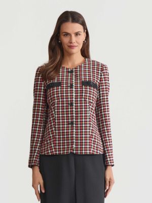 Kasper Women's Plaid Four Button Patch Pocket Jacket | Belk