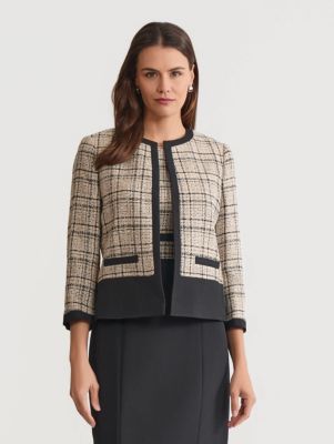Kasper Women's Plaid Colorblocked Cardigan Jacket | Belk