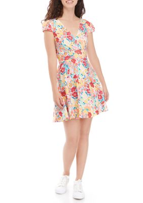 BeBop Junior's Short Sleeve Deep V Cutout Dress | belk