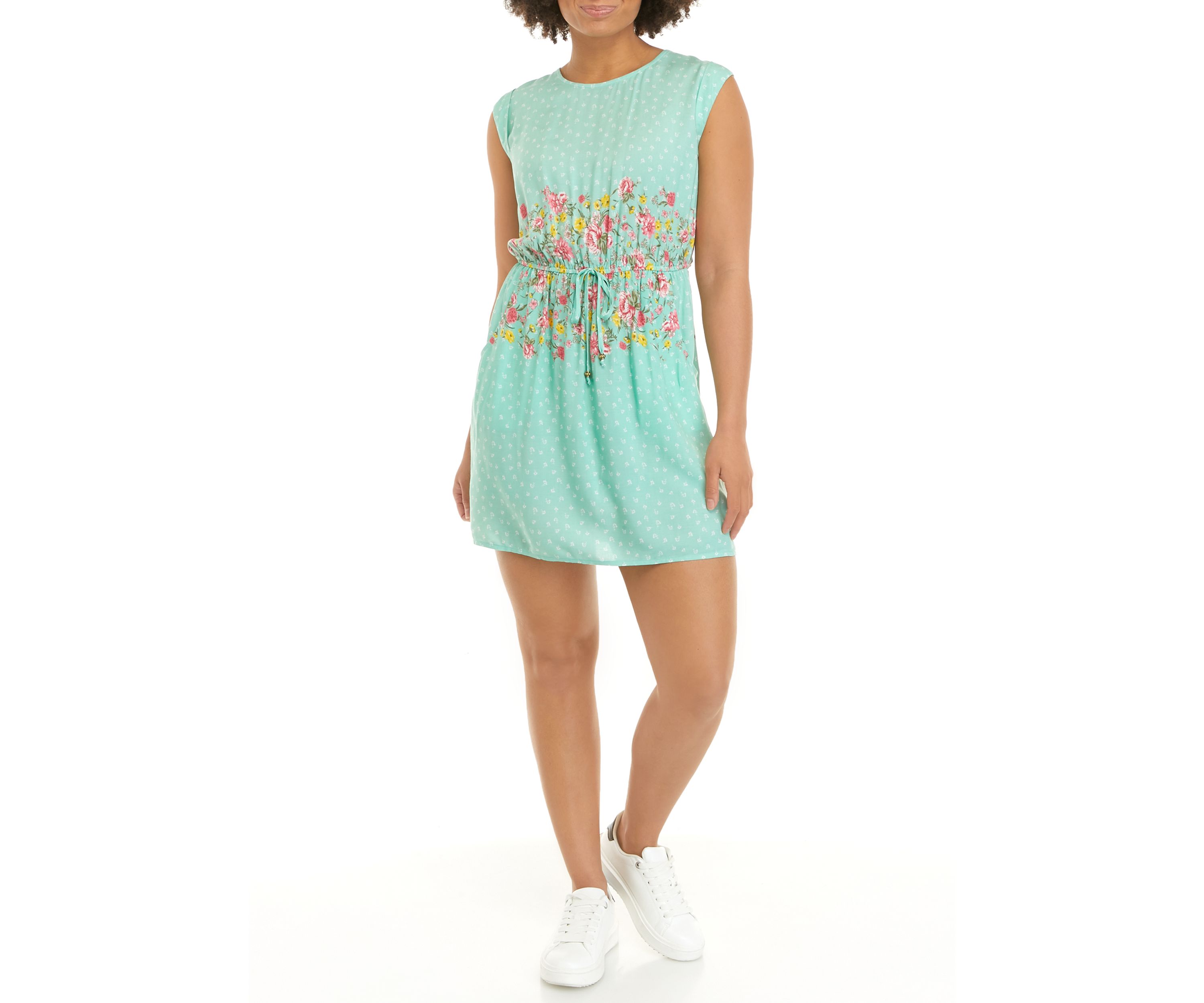 BeBop Women's Short Sleeve Tie Waist Swing Dress | Belk