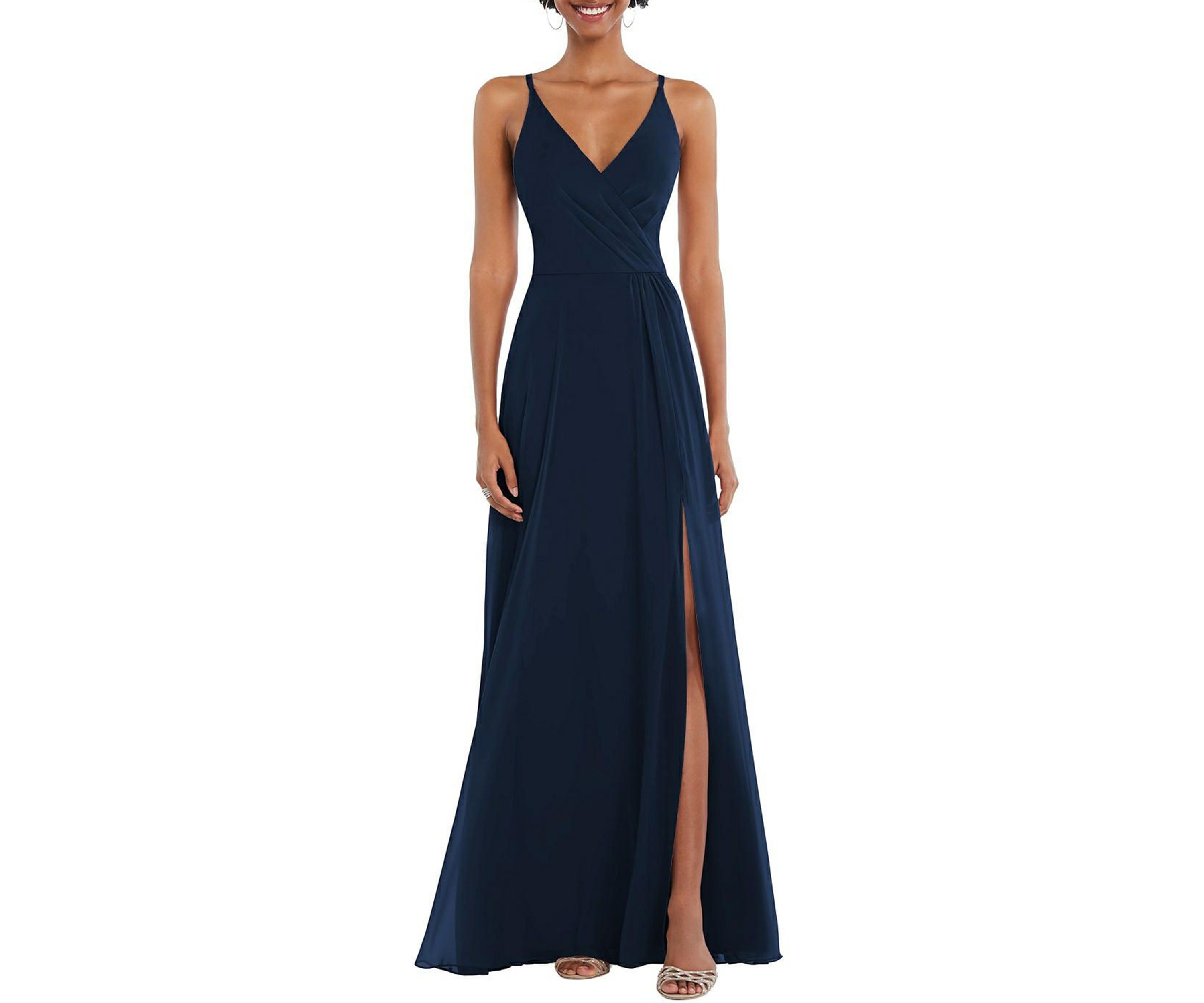 After Six Faux Wrap Criss Cross Back Maxi Dress with Adjustable Straps ...