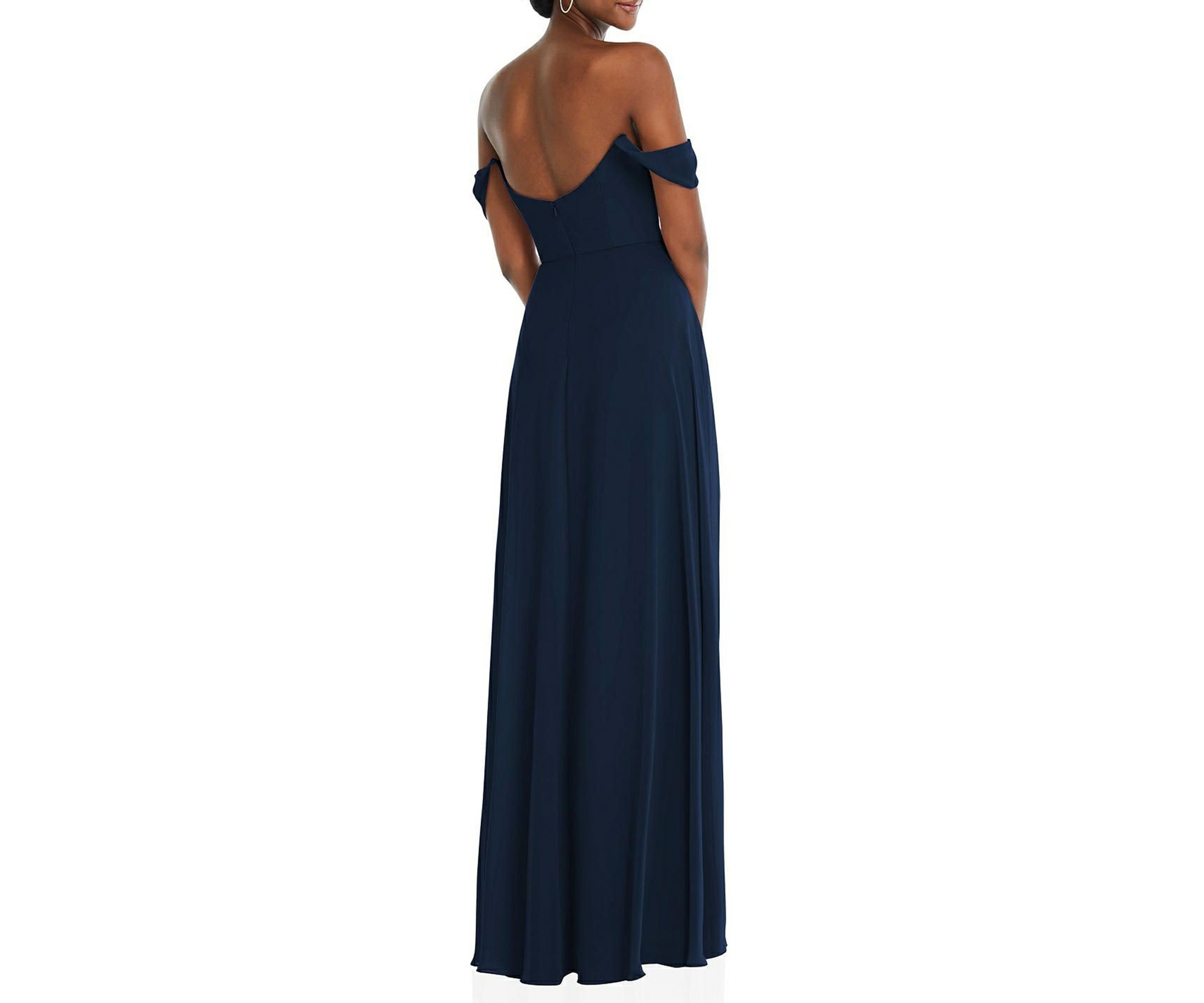 After Six Off-the-Shoulder Basque Neck Maxi Dress with Flounce Sleeves ...