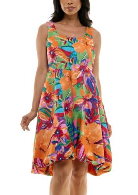 Nina Leonard Print Linen Dress | belk