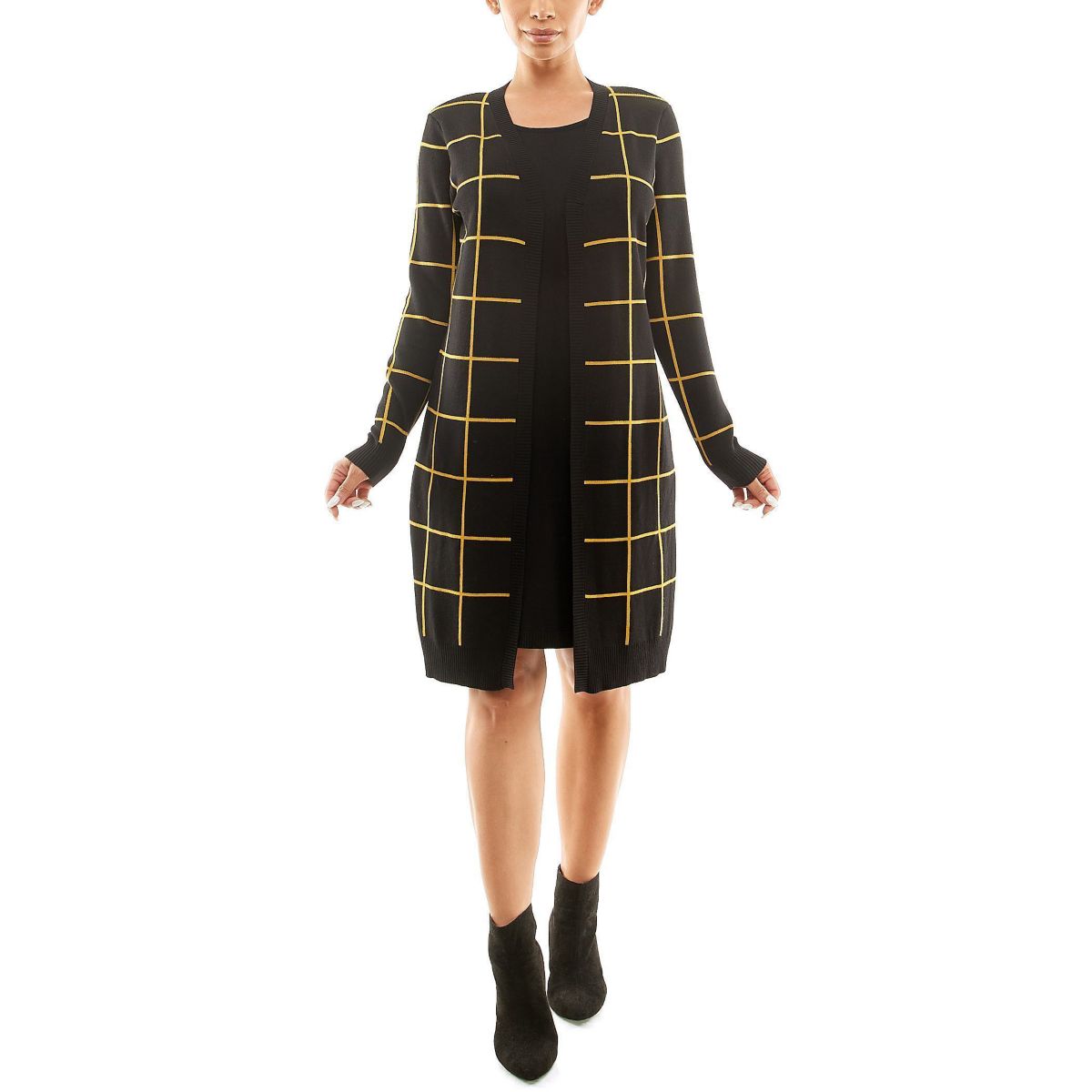 Nina Leonard Jewel Neck Long Sleeve Twofer Dress | Belk
