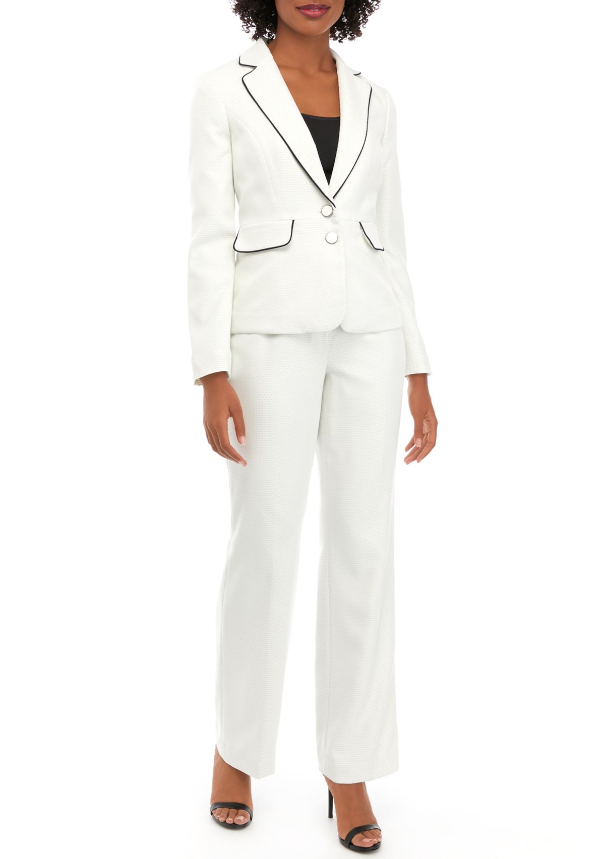 Le Suit BIRDSEYE JACQUARD TWO BUTTON PIPED JACKET AND PANT | Belk