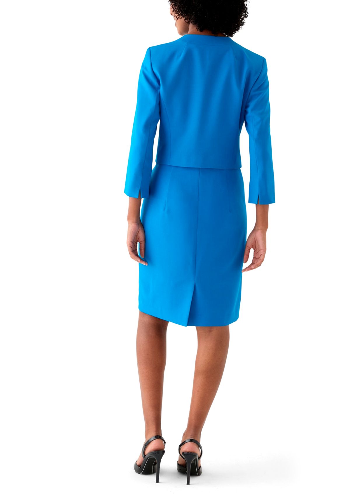 Le Suit Open Jacket With Slit Sleeves & Empire Seamed Dress | Belk