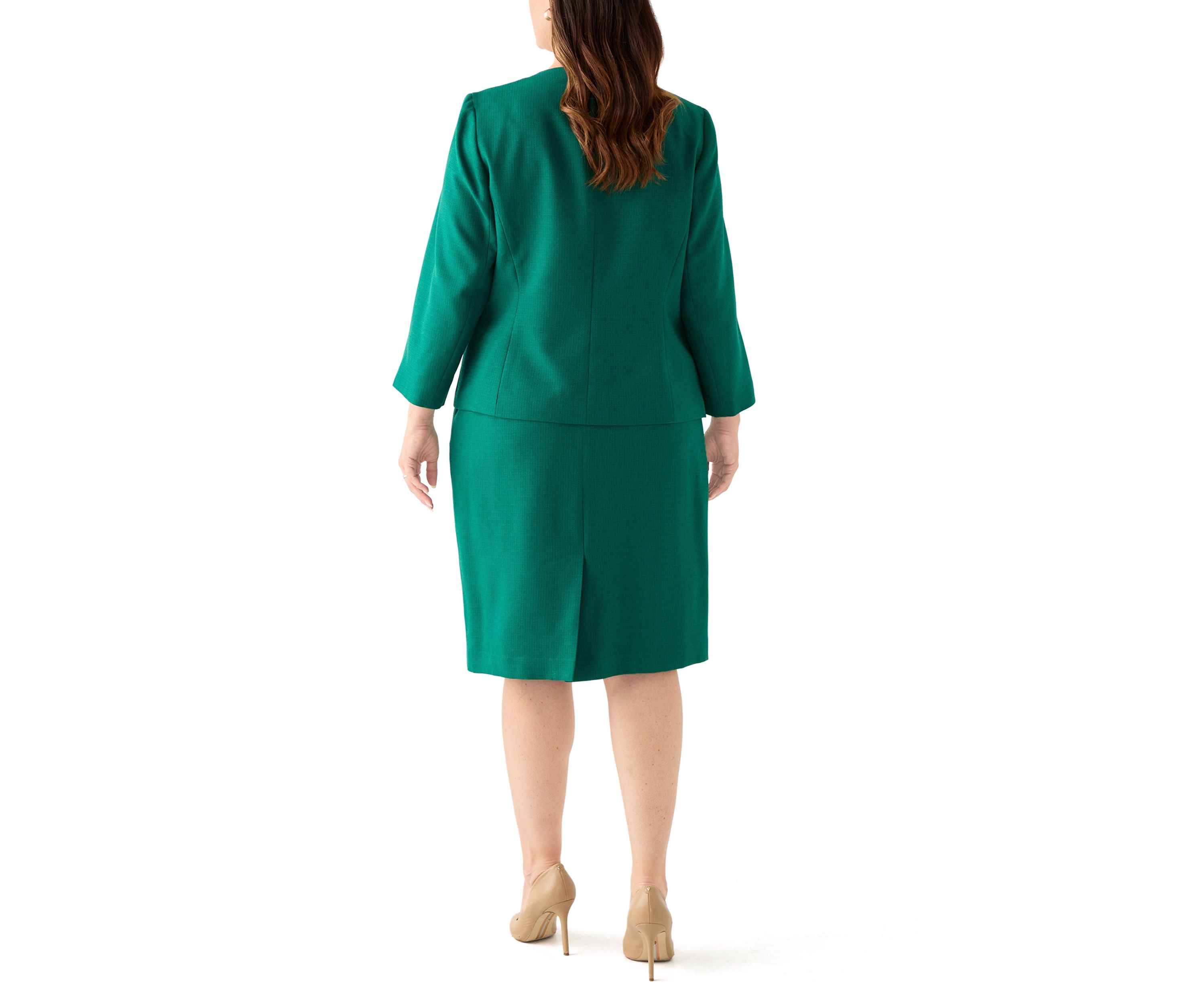 Le Suit Tonal Jewel Neck Jacket & Skirt | Belk