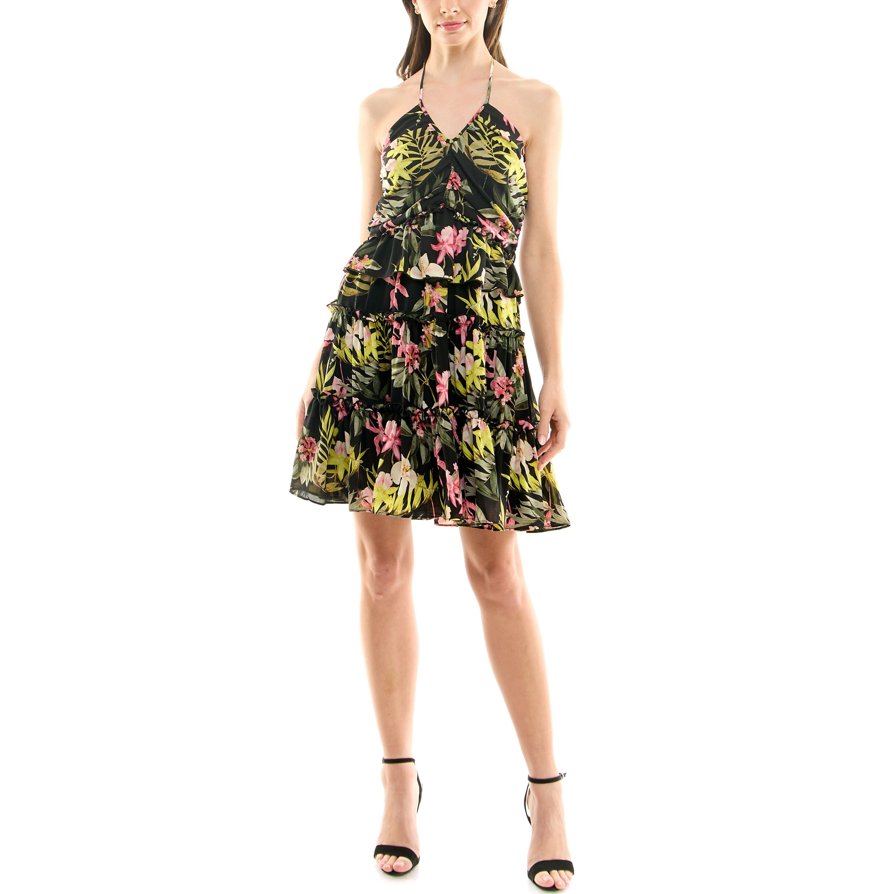Nicole Miller Midi Shoulderless Dress with Tiered Ruffle Skirt | Belk