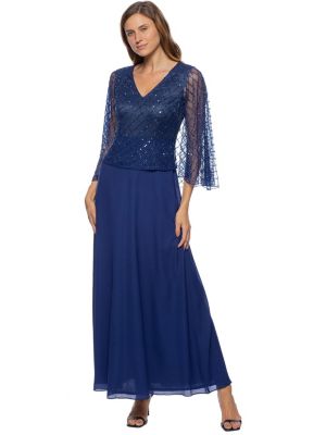 Marina Beaded Caplet Chiffon Long Gown | belk