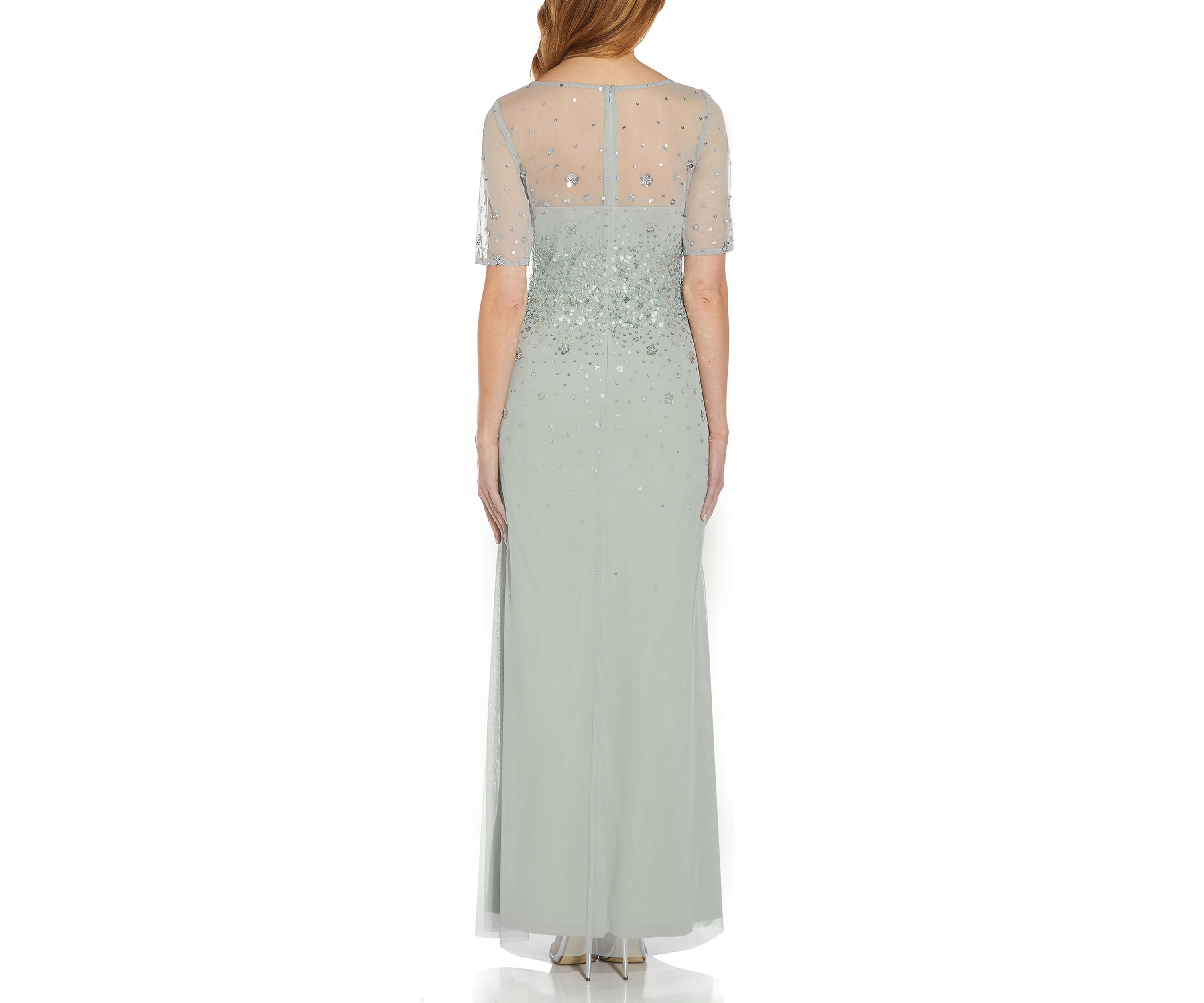 Adrianna Papell Women's Beaded Mesh Illusion Gown | Belk
