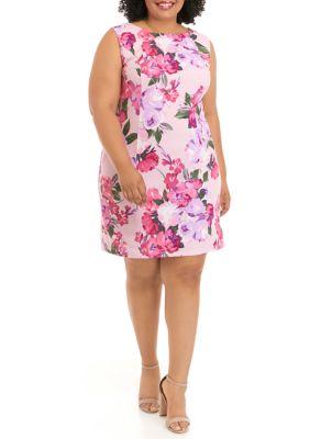 AGB Plus Size Sleeveless Floral Scuba Crepe Sheath Dress | belk