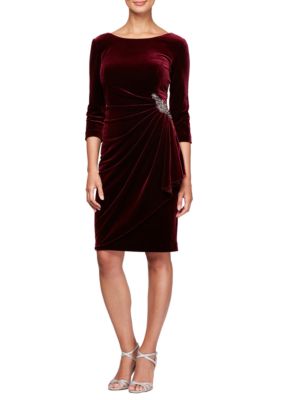 Alex Evenings Women's 3/4 Sleeve Short Side Ruch Dress | belk