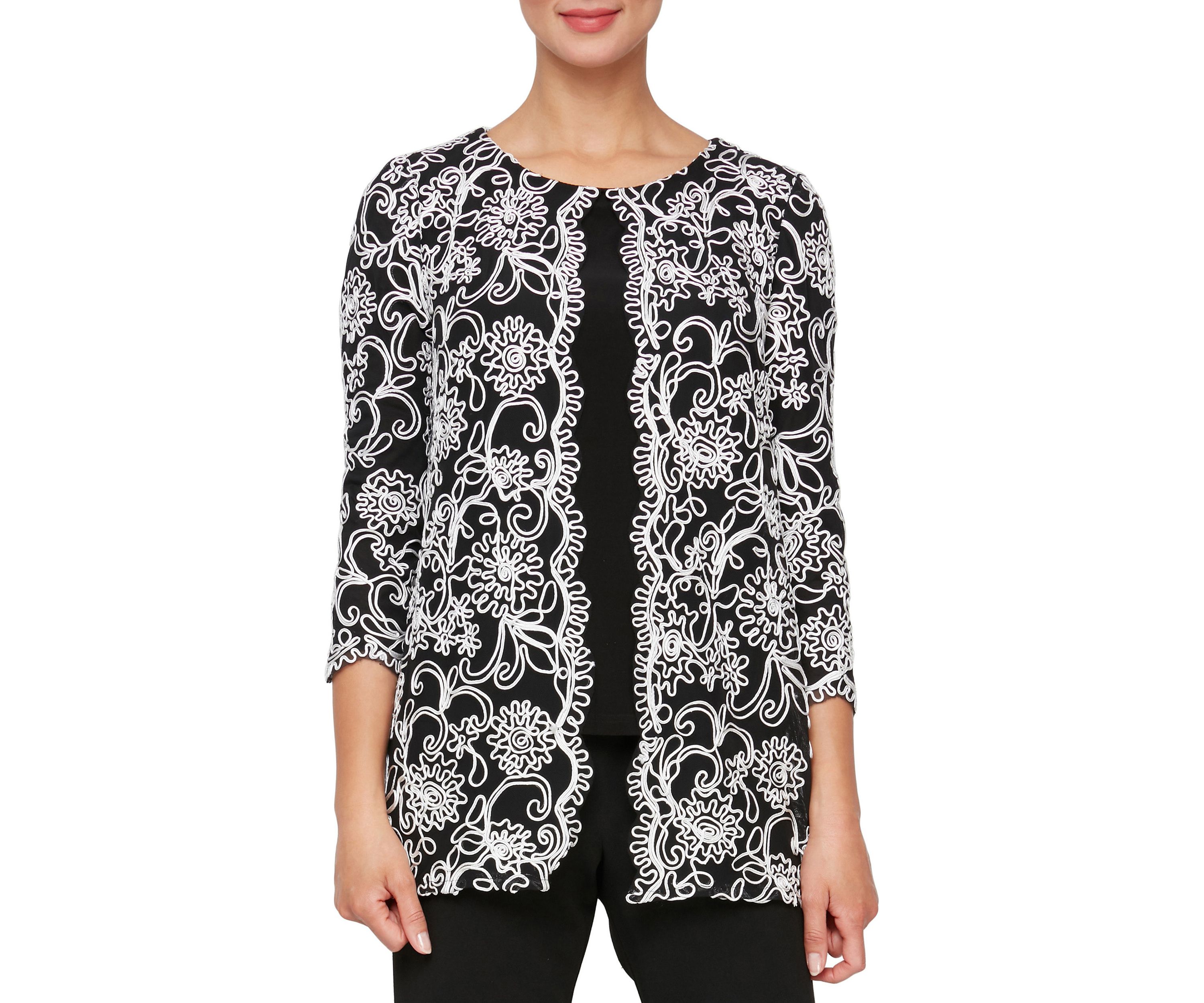 Alex Evenings Women's Embroidered Mock Twinset with Attached Jacket | Belk