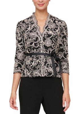 Alex Evenings Women's 3/4 Sleeve Embroidered Blouse | belk
