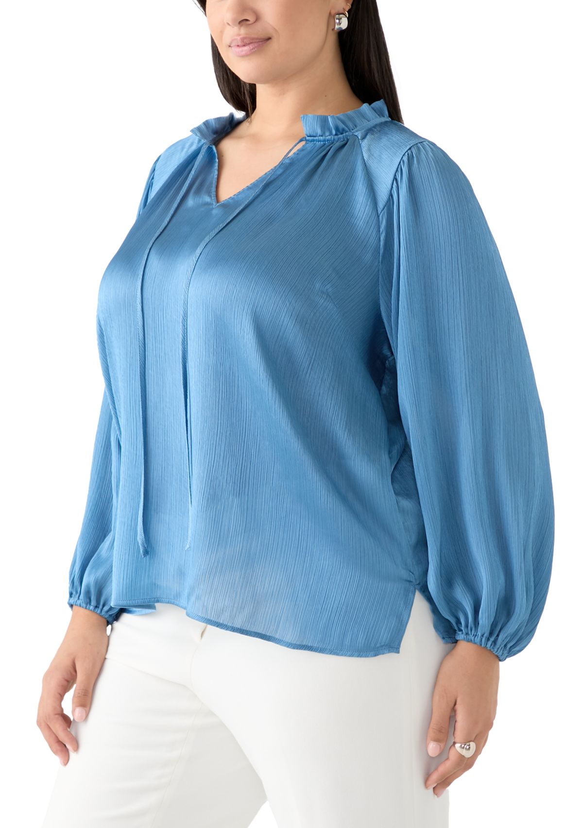 Vince Camuto Plus Size Long Sleeve Peasant Woven Top | Belk