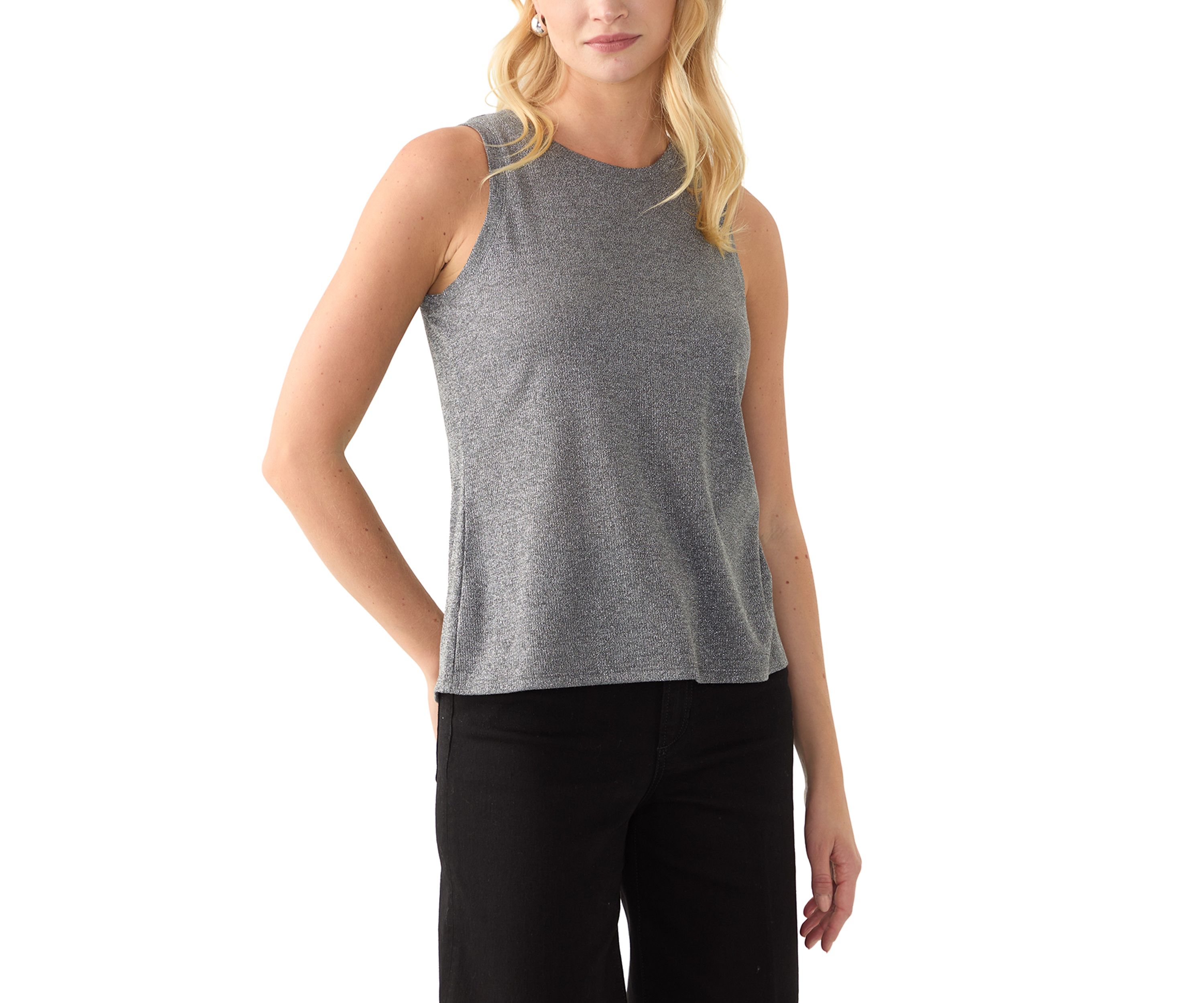 Vince Camuto Women's Crew Neck Glitter Rib Tank Top | Belk