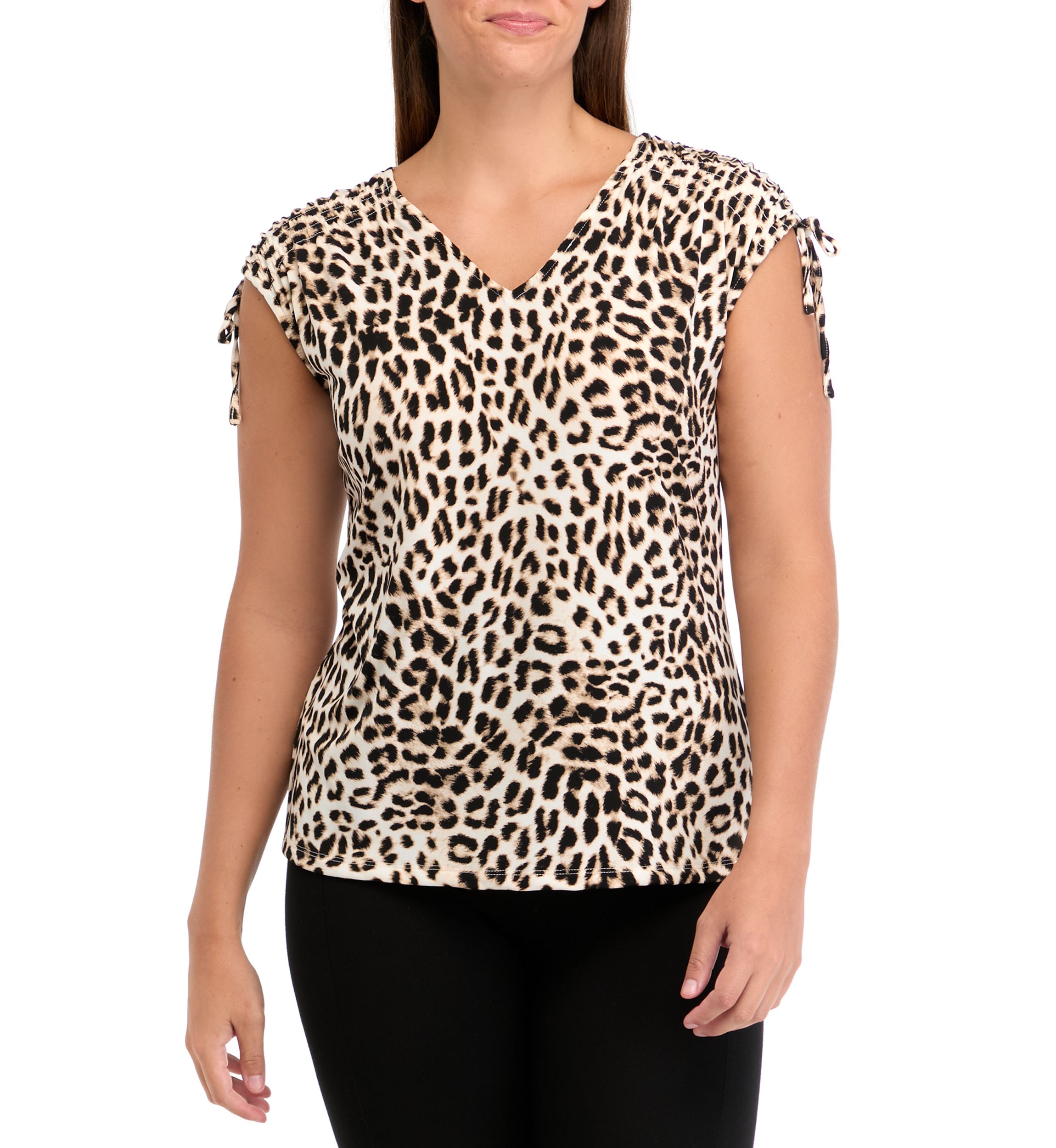 CHAUS Women's Drawstring Shoulder Top | Belk