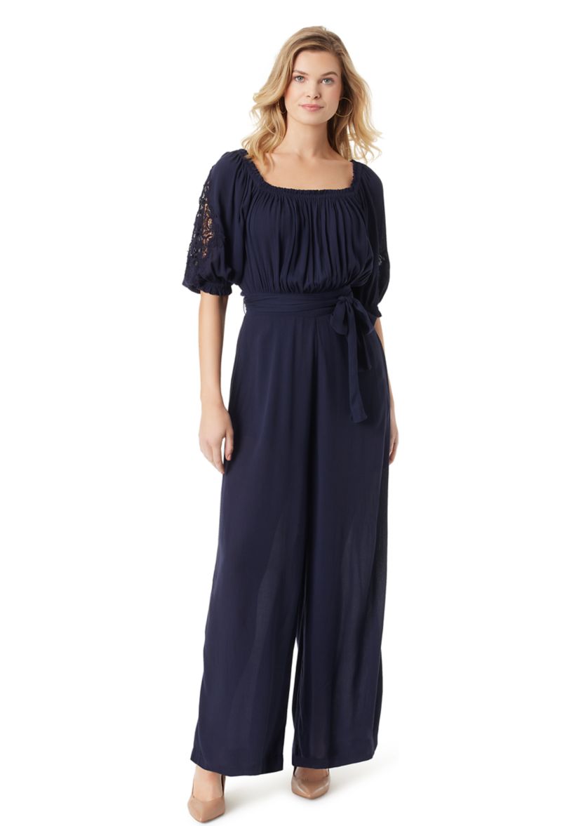Jessica Simpson Nade Puff Sleeve Smock Waist Jumpsuit | Belk