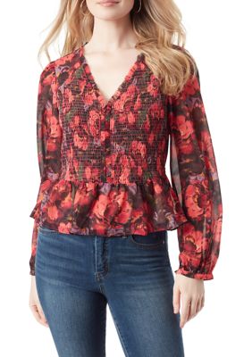Jessica Simpson Averie Balloon Sleeve Floral Top | belk