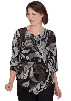 Alfred Dunner Petite Classics Texture Leaves Top | belk