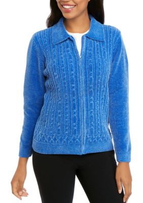 Alfred Dunner Classic Zip Front Chenille Cardigan | belk