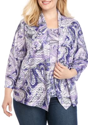 Alfred Dunner Plus Size Scroll Paisley 2Fer Top | belk