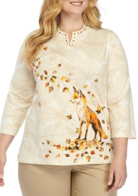 Alfred Dunner Plus Size Fox Print Top | belk