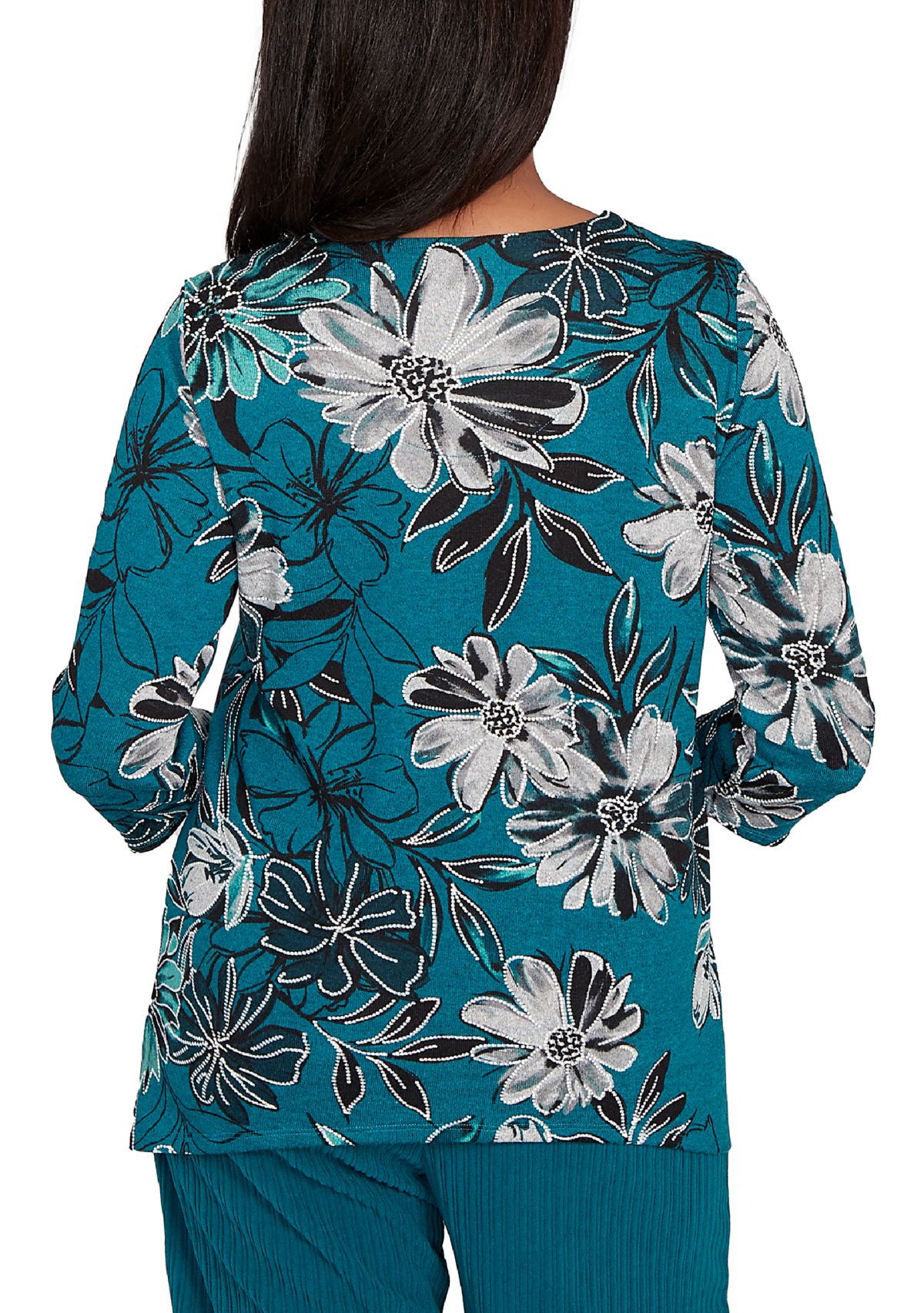 Alfred Dunner Women's Lake Champlain Floral Print Melange Top | Belk