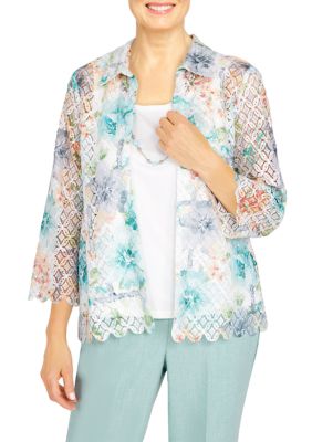 Alfred Dunner Women's Lady Like Lace Floral Trellis Two for One Top | belk