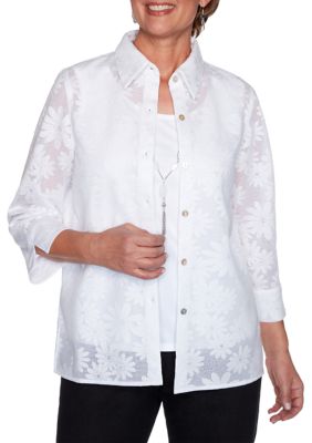 Alfred Dunner Women's Lazy Daisy Burnout 2Fer Top | belk