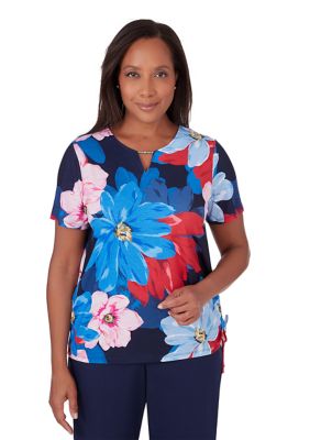 Alfred Dunner Women's All American Dramatic Flower Top | Belk