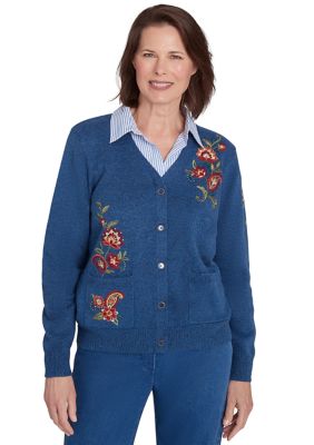 Alfred Dunner Petite Harvest Moon Paisley Floral Two in One Sweater | belk