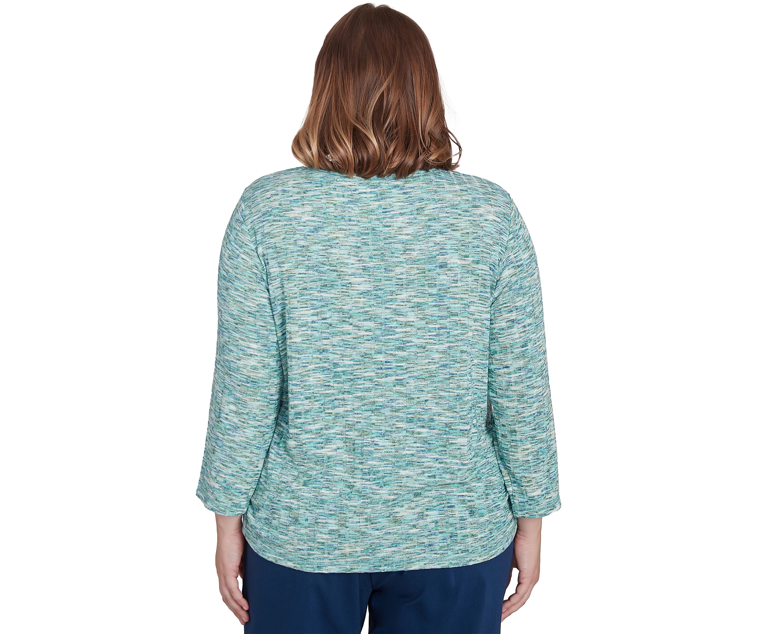 Alfred Dunner Plus Size Lake Victoria Space Dye Drop Needle Top | Belk