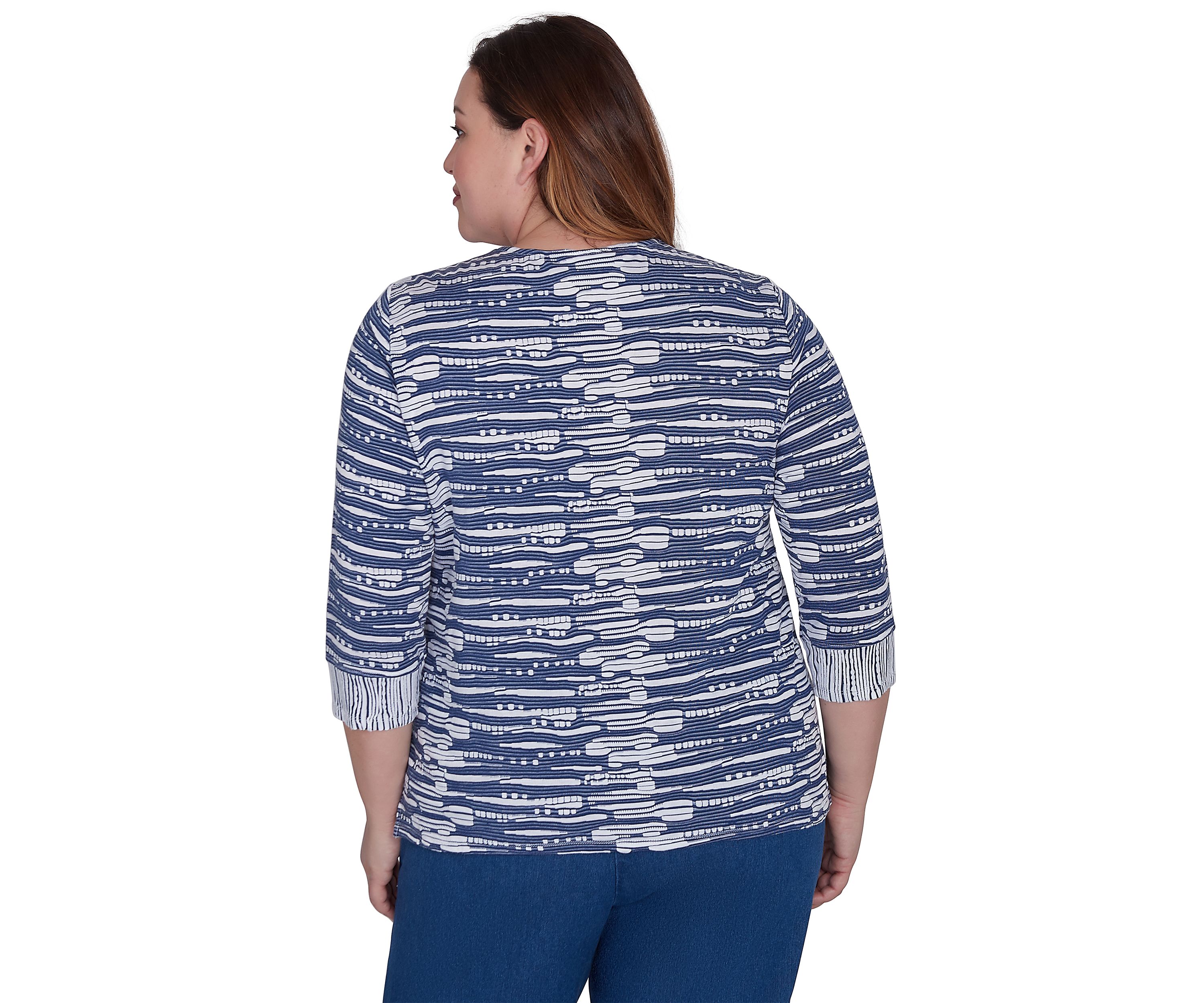 Alfred Dunner Plus Size Lake Victoria Spliced Texture Top | Belk