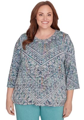Alfred Dunner Plus Size Lake Victoria Chevron Stripe Top | belk